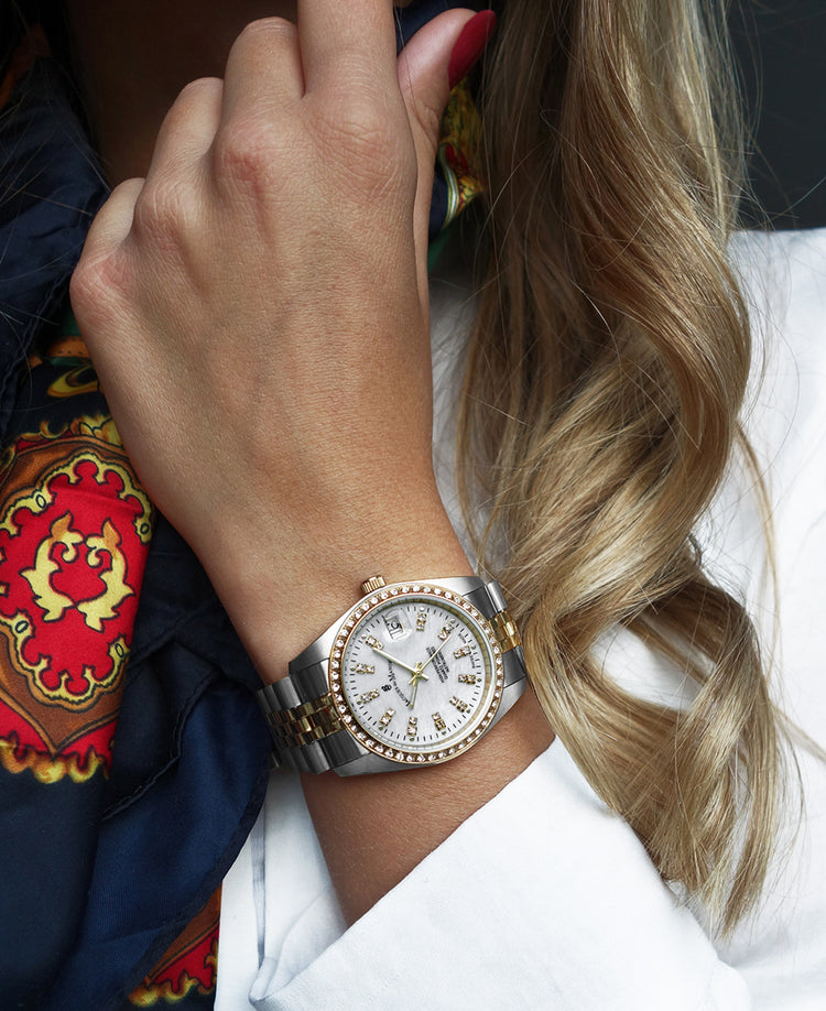 Inspiration Elegance 36mm Three-Hand Date Silver-Gold White dial ...